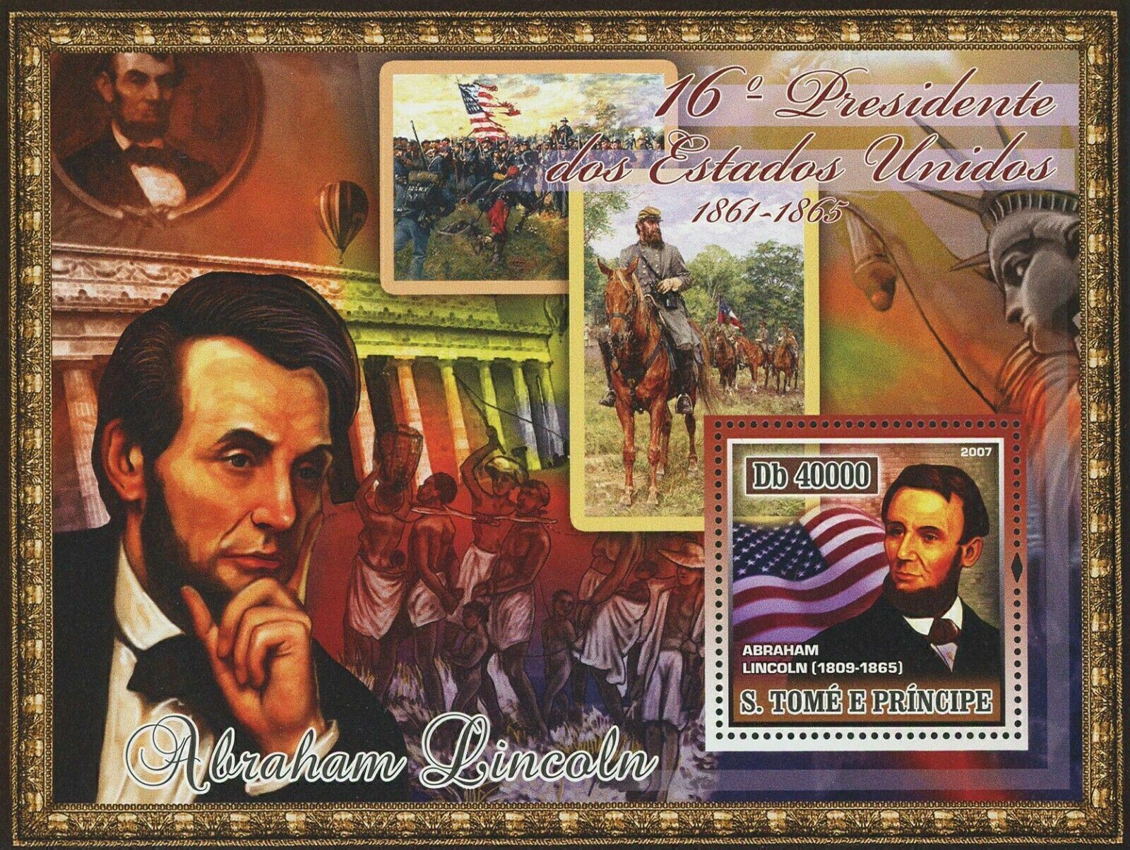 16th American President Stamp A. Lincoln Civil War Abolition of Slavery ...