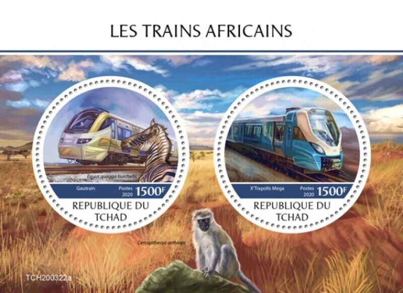Chad - 2020 African Trains - 2 Stamp Sheet - TCH200322a | Africa - Chad ...
