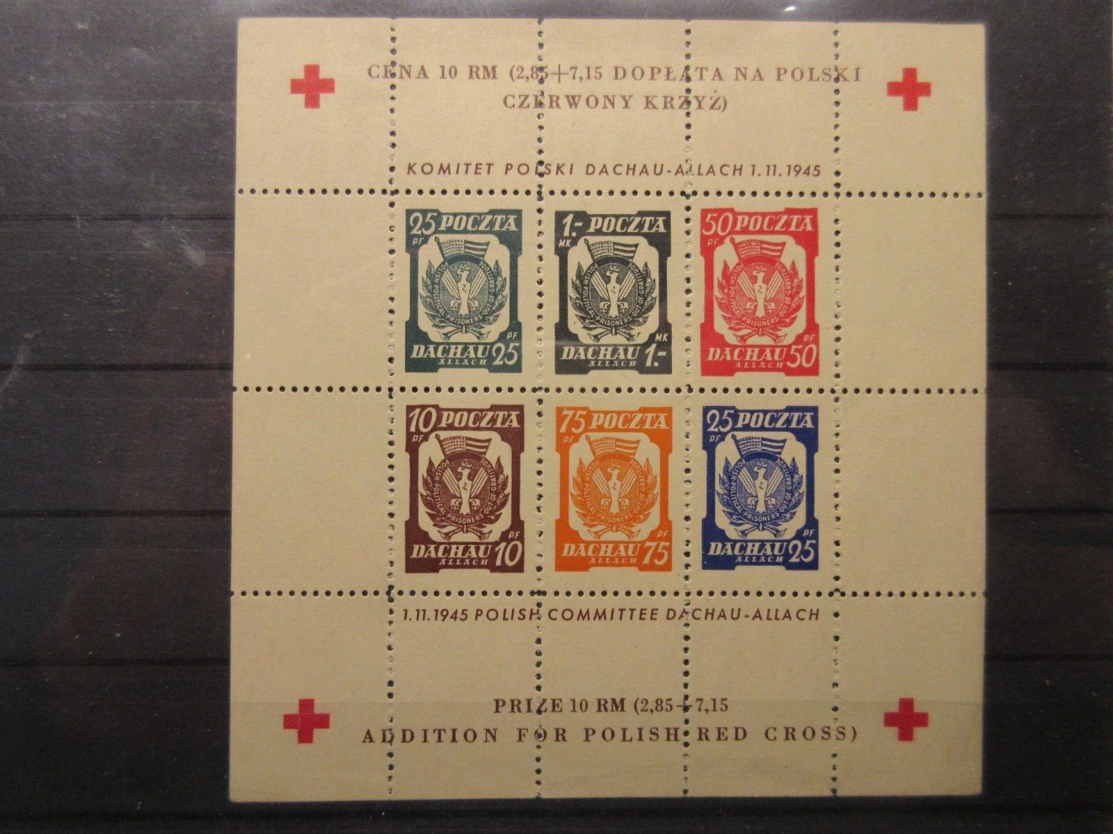 POLAND 1945 Red Cross Dachau Prisoner Support Sheet, Mint NO GUM ...