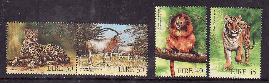 Ireland-Sc#1153-6-unused NH set-Endangered Animals-Cheetah,Lion-Tiger ...