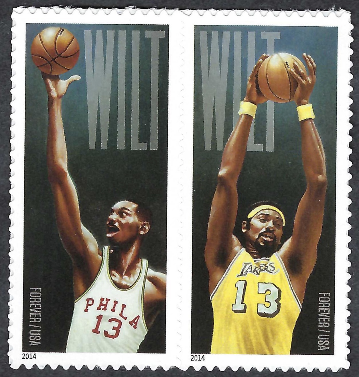 United States #4950-51 Forever (49¢) Wilt Chamberlain. Horizontal pair ...