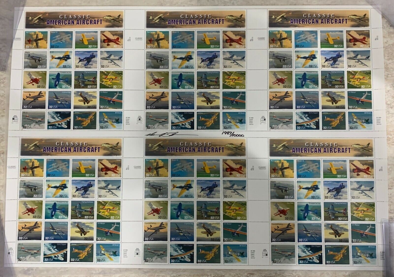 Classic American Aircraft Signed and Numbered Press Sheet w/ USPS COA ...