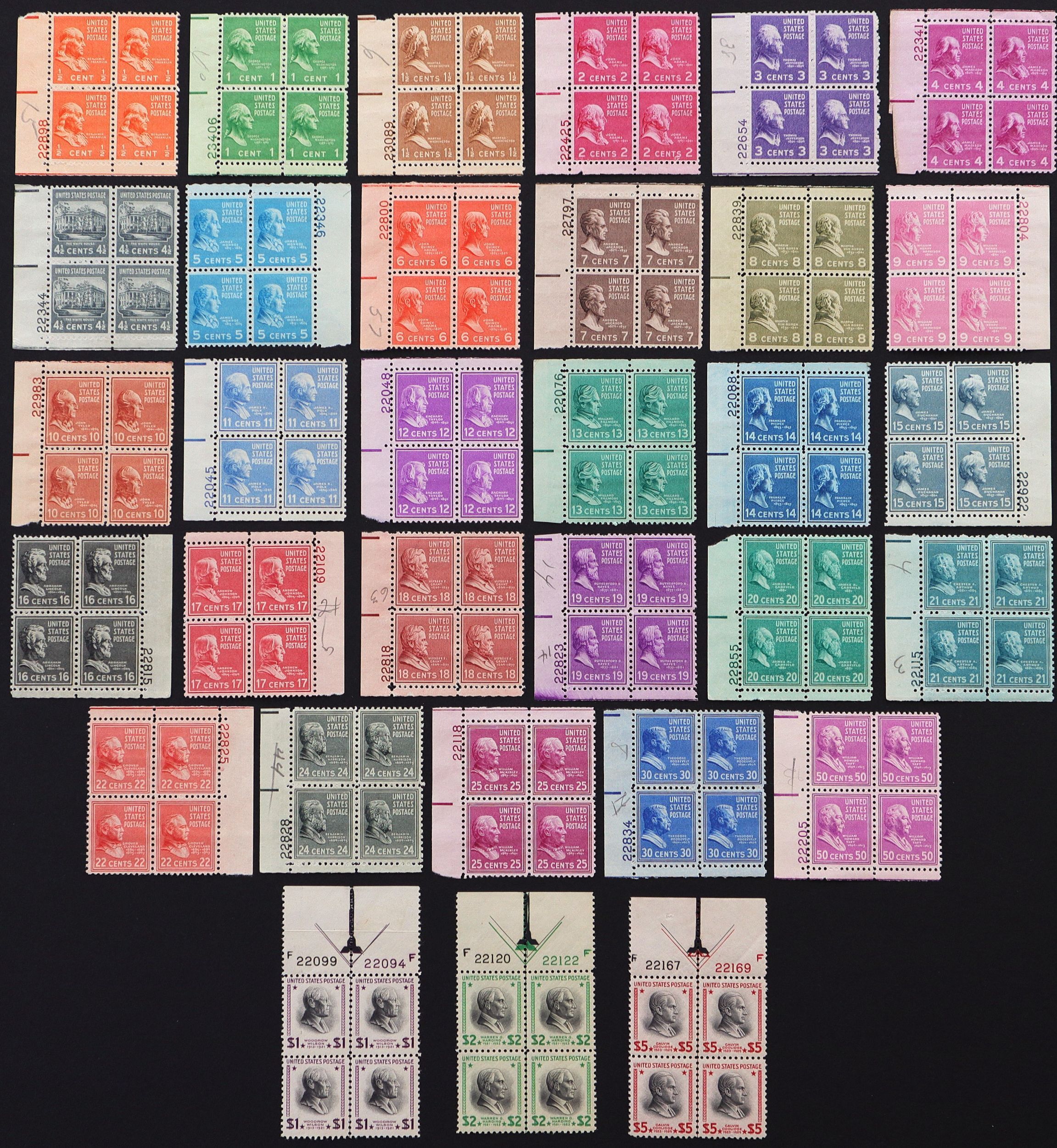U.S. Mint Stamp Scott #803-834 Complete Set 31 Plate # Blocks XF ...