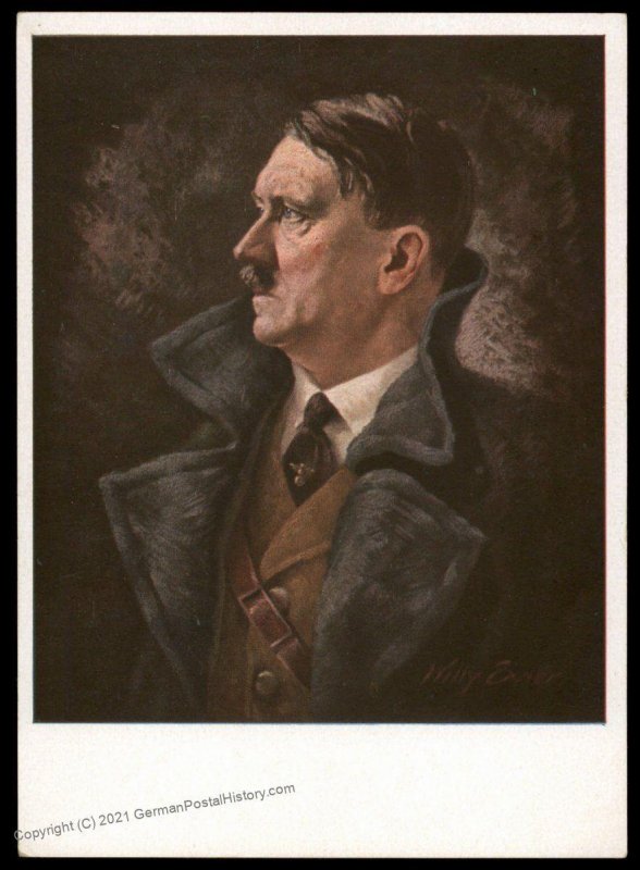 3rd Reich Germany Adolf Hitler Color Portrait Hoffmann 442 Propaganda ...