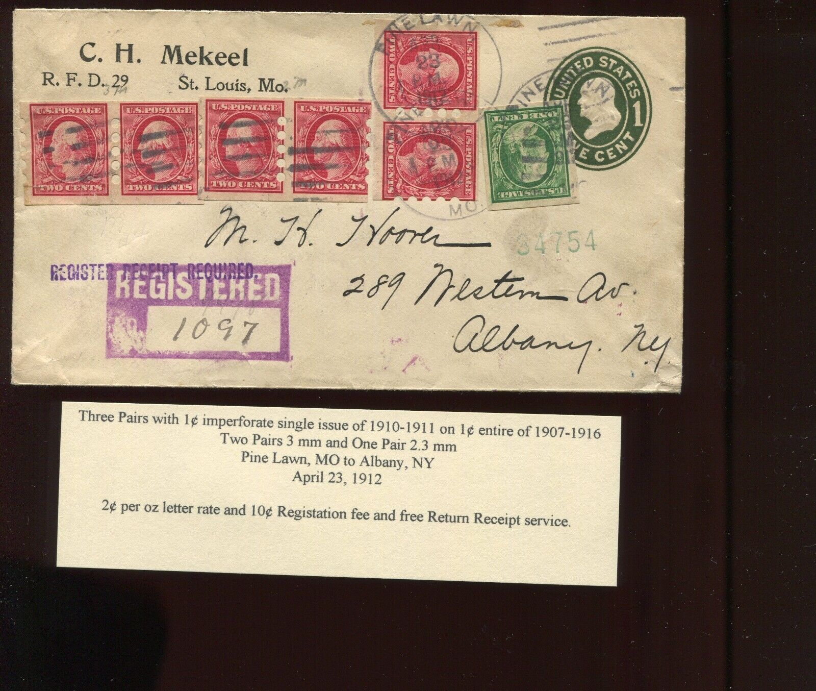 U400 Uprated Registered 1912 Entire Featuring 384 Mailometer TY IV ...