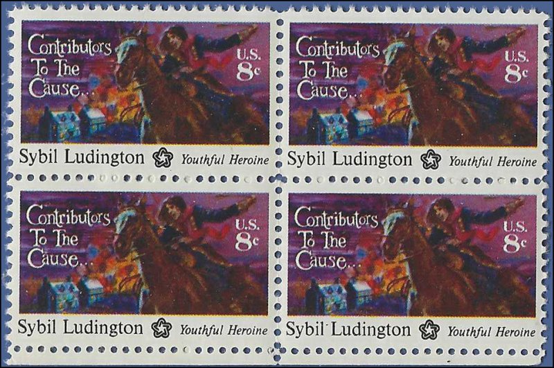 #1559 10c American Bicentennial Sybil Ludington Block/4 1975 Mint NH ...
