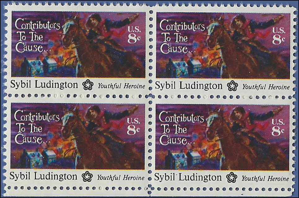 #1559 10c American Bicentennial Sybil Ludington Block/4 1975 Mint NH ...