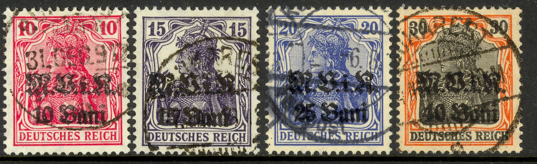 Romania WW1 German Occupation 1917-18 Mvir Germania Set Sc 3n4-3n7 VFU ...