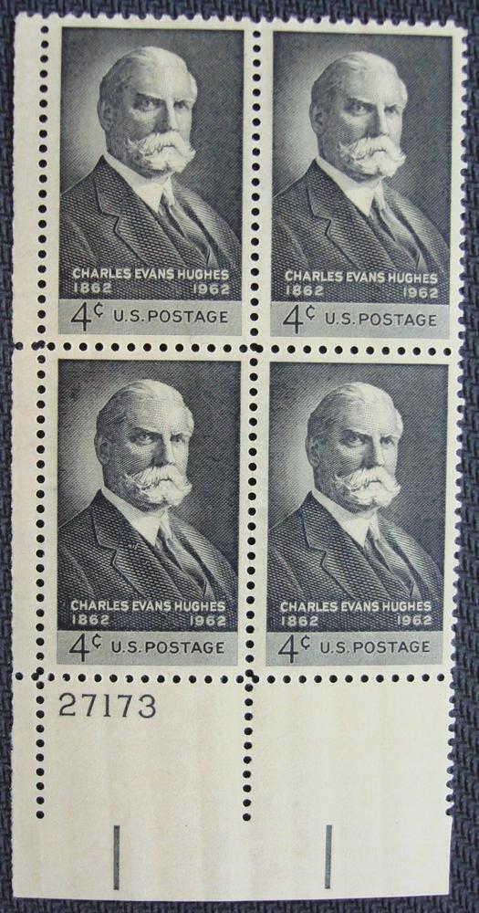 US #1195 MNH Plate Block of 4 UL Charles Evans Hughes SCV $1.00 L8 ...