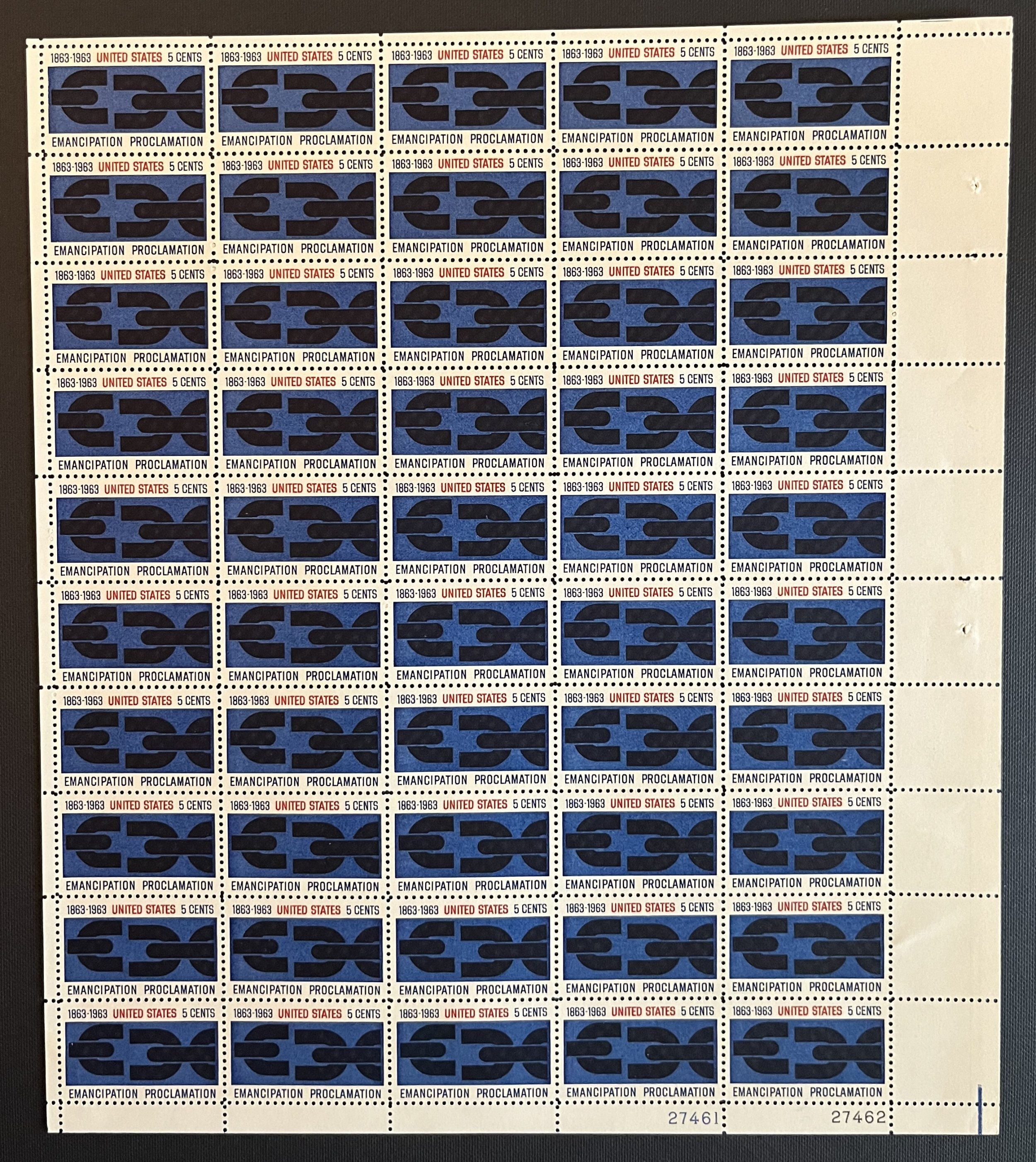 U.S. #1233 Sheet of 50 MNH; 5c Emancipation Proclamation - 100th Anniv ...