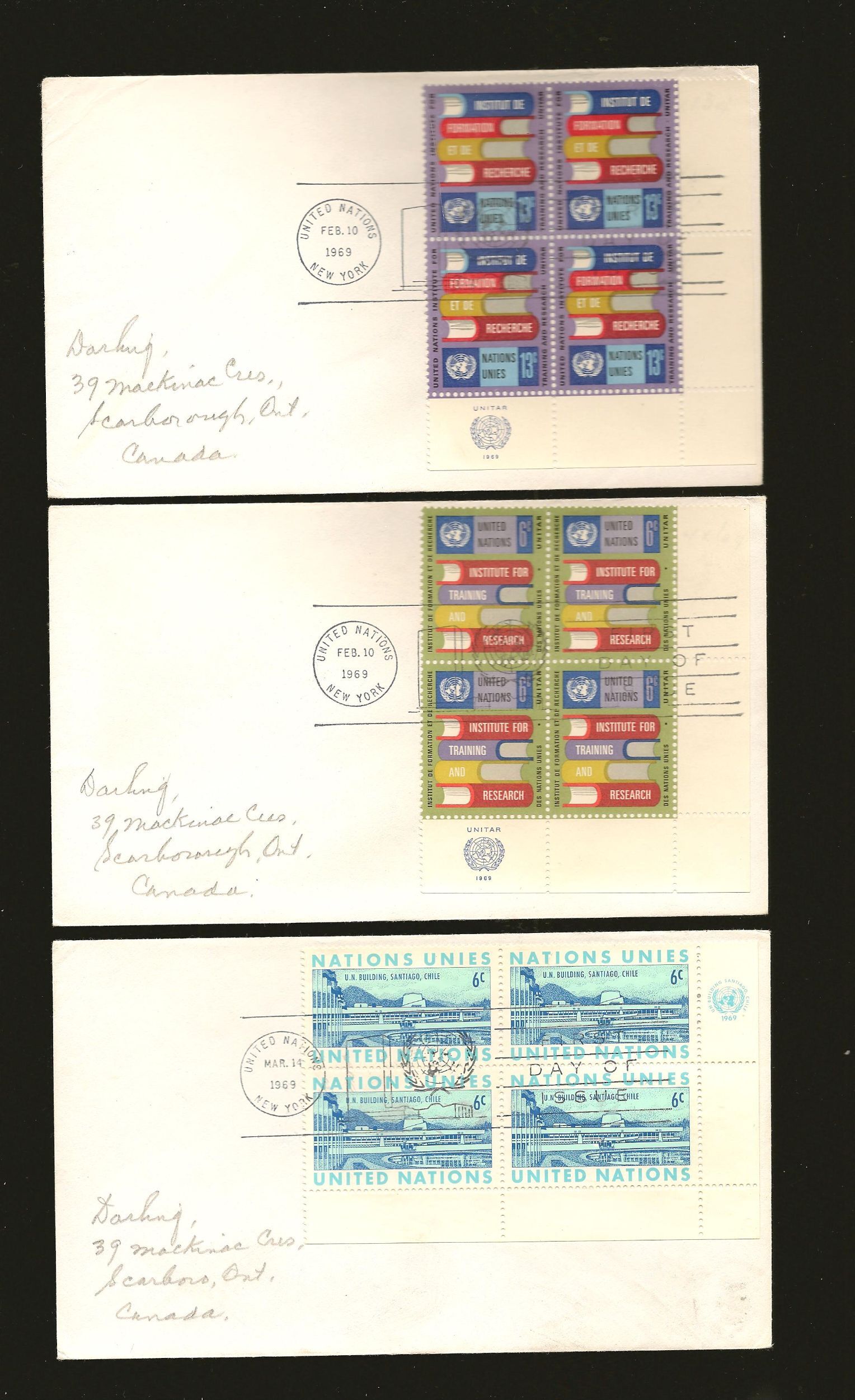 United Nations SC#192-196 Block of 4 First Day Covers | Worldwide ...