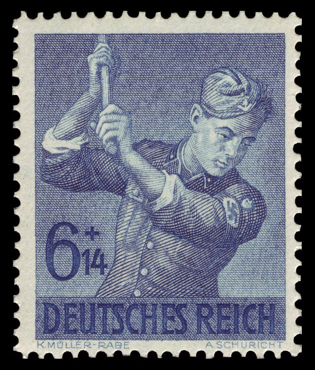 German RARE NAZI Stamp WWII WW2 WK2 HITLER YOUTH WORKING for Third ...