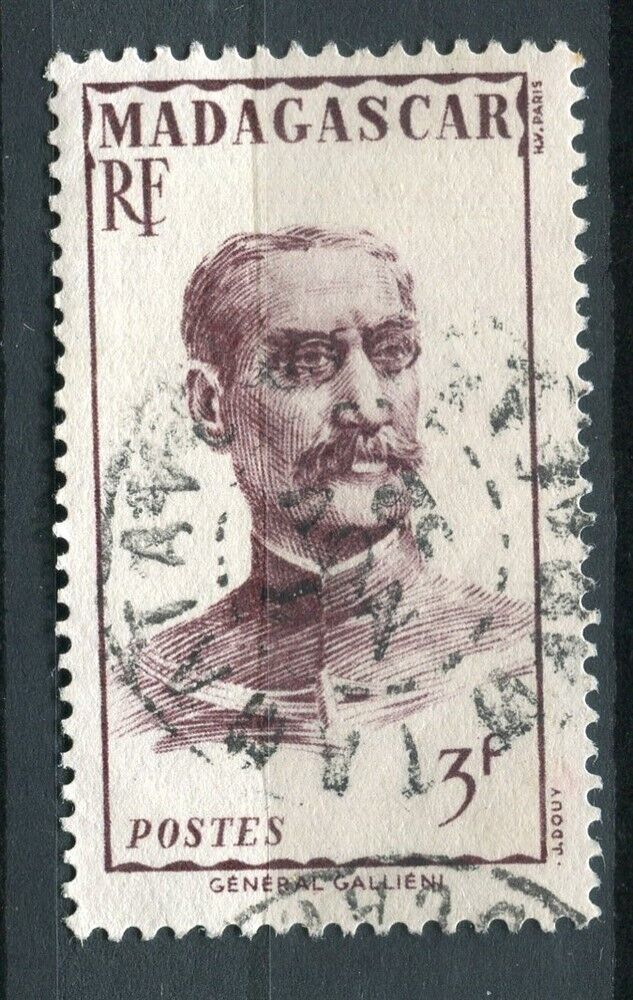 FRENCH MADAGASCAR; 1946 early Military Figures issue fine used 3Fr ...