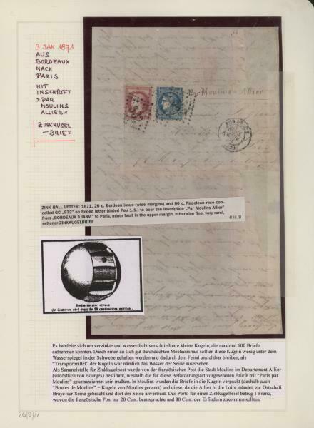 France 1871 Zink Ball Letter Boules DES Moulins Very Rare LOT #62500-3 ...