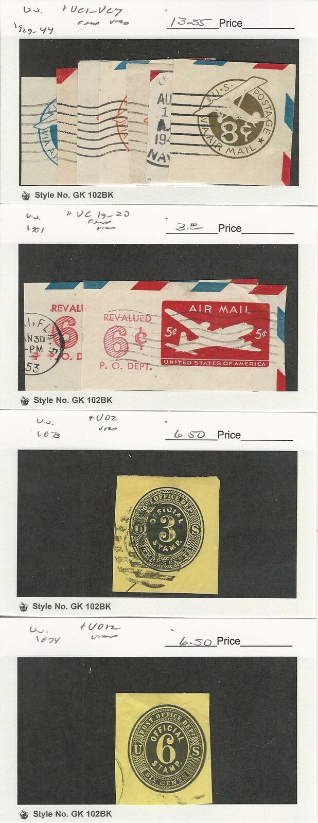 United States Postage Stamp, #UC1-7, UC19-20, UO2, UO12 Used, JFZ ...