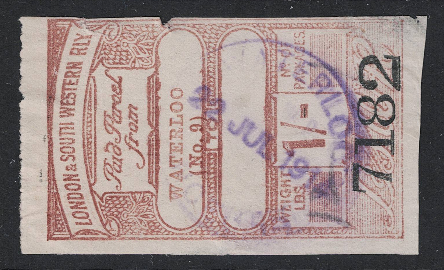 Great Britain 1914 London South West Rail Stamp / Corner Thin - S28557 ...