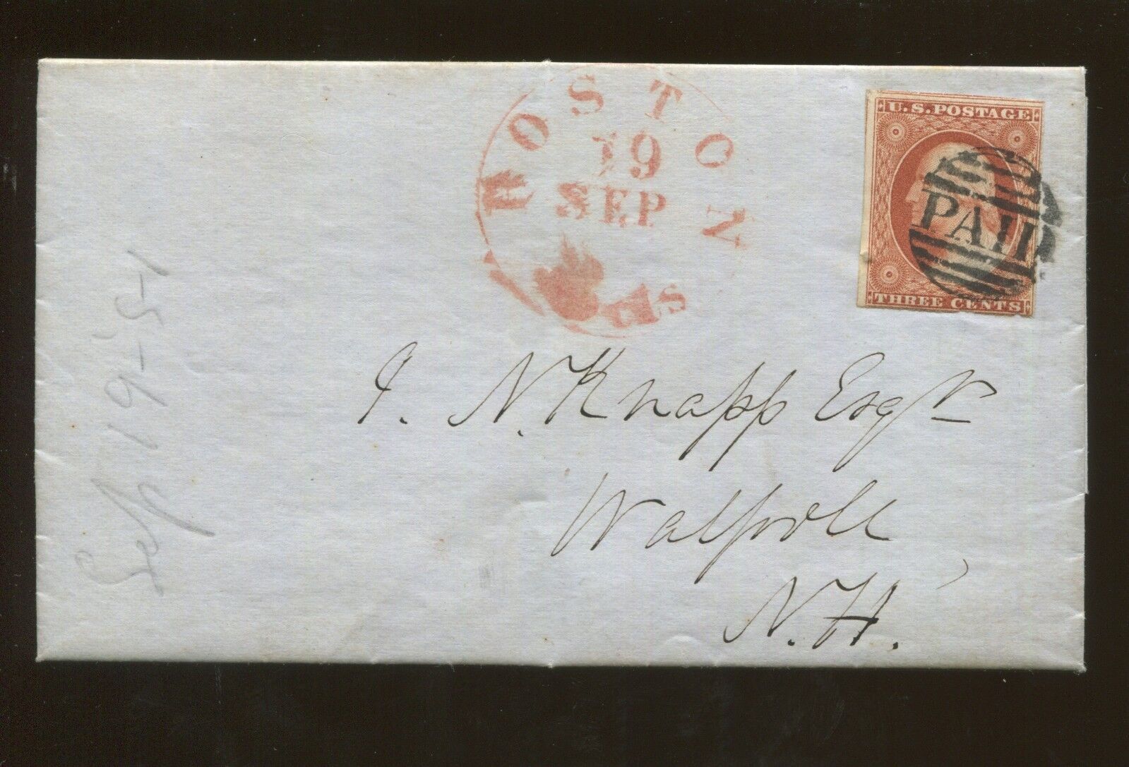 1851 United States Postage Stamp #10 Used On Personal Letter Cover ...