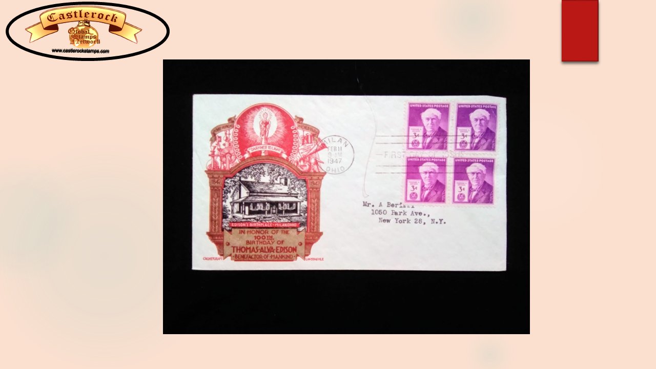 O) 1947 United States - Usa, Thoma Alva Edison, Inventor Phonograph ...