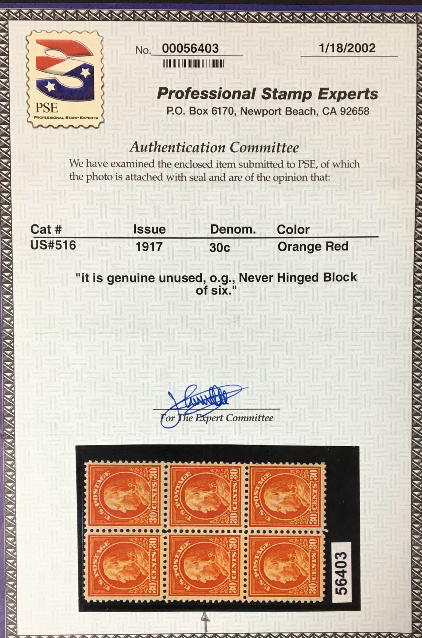 US Stamps # 516 Single Mint OG NH VF PSE Cert for Block LOT #10935 ...