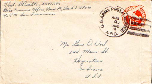 United States A.P.O.'s 6c Monoplane Air Envelope 1946 U.S. Army Postal ...