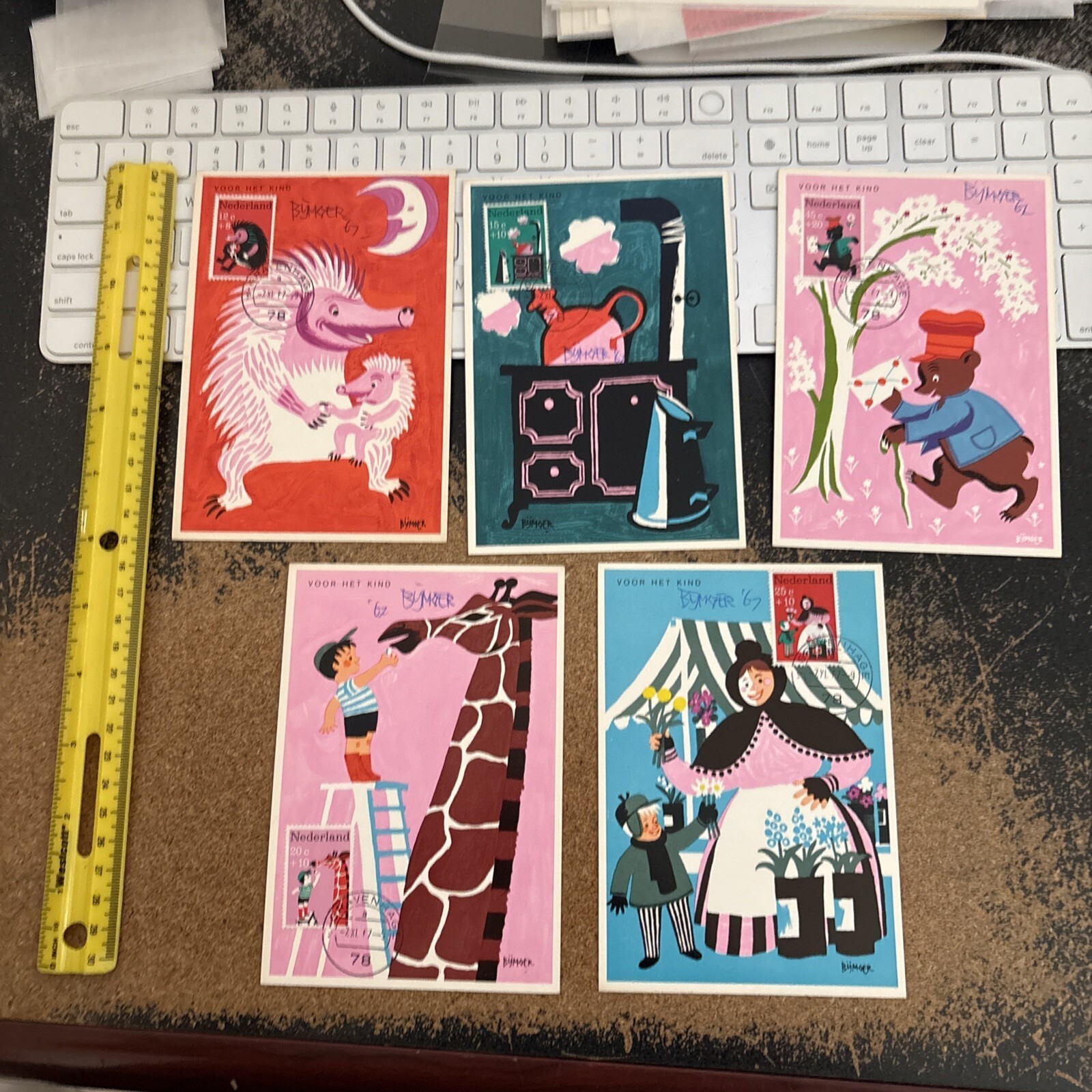 Artist Bymoer Artist Signed Set of 5 Netherlands Stamp Cards ACEP71 ...