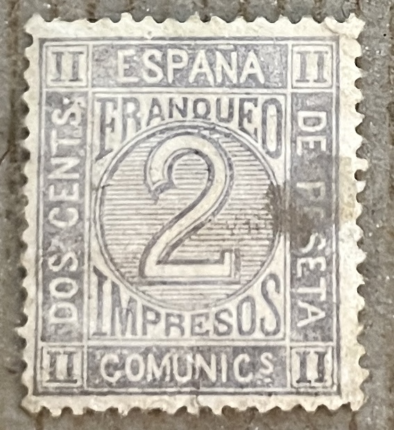 Spain 176 / 1872-1873 2c Gray Lilac Stamp, Unused, Disturbed Gum ...