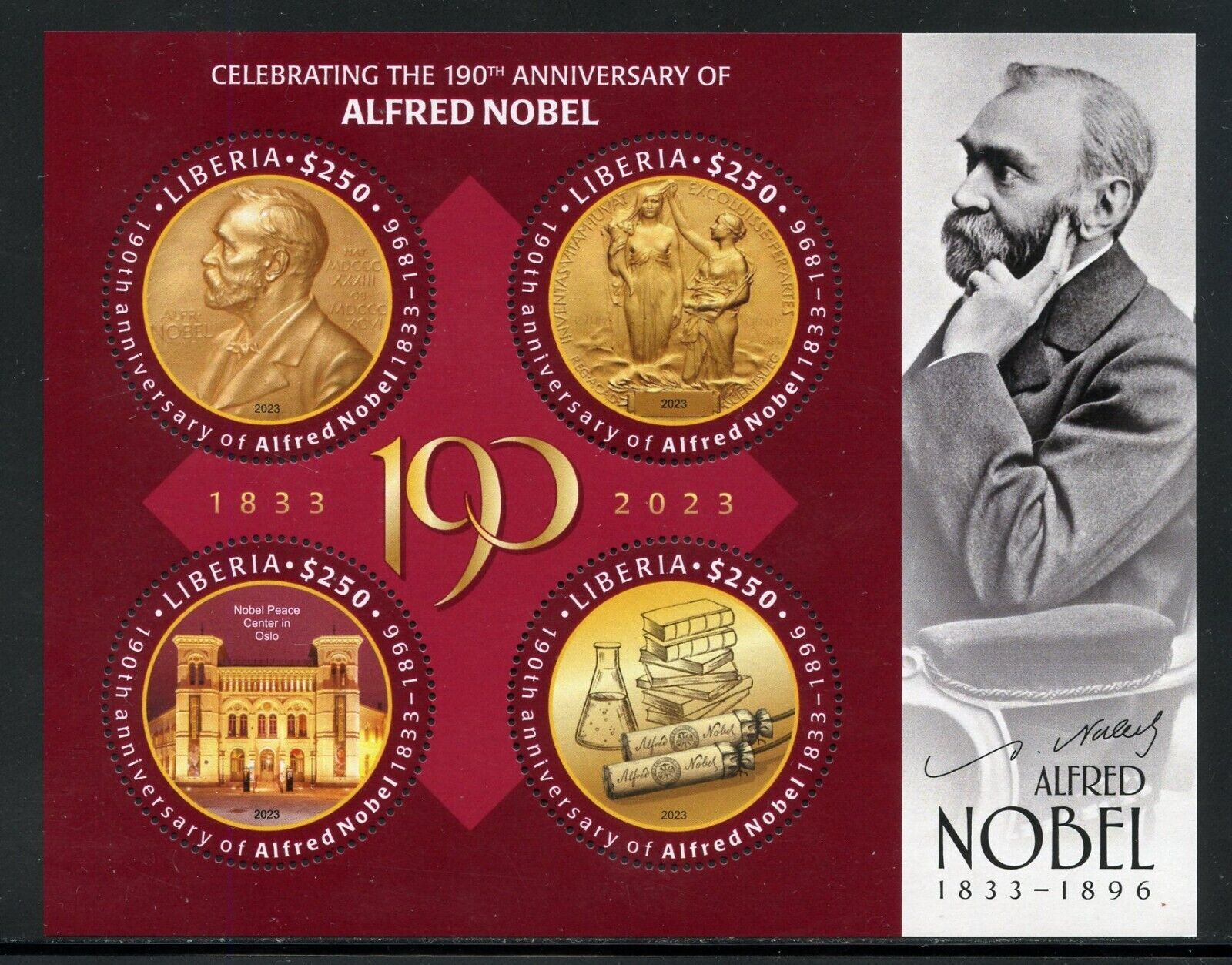 Liberia 2023 190th Anniversary of Alfred Nobel Sheet Mint NH | Africa ...
