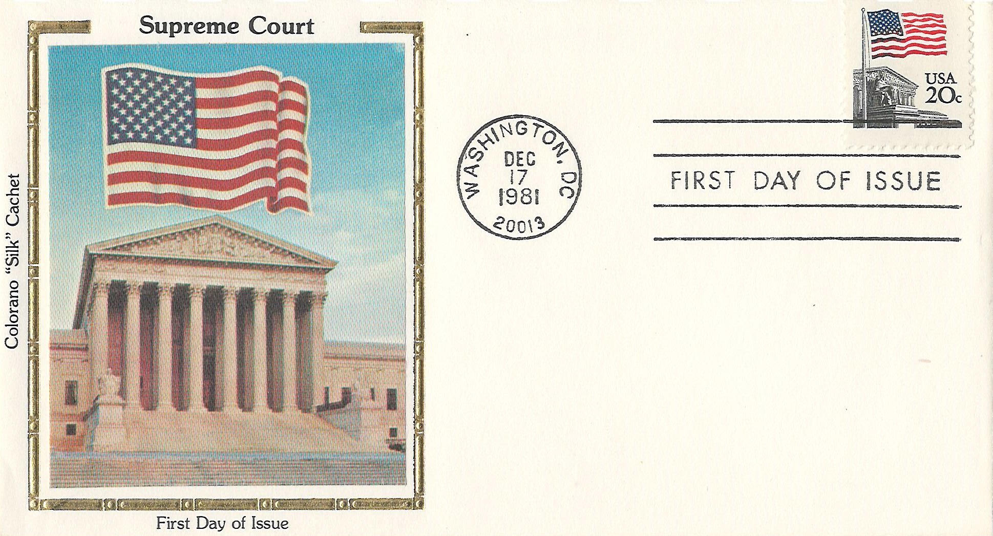 1894: Flag over Supreme Court, Colorano Silk | United States, General ...