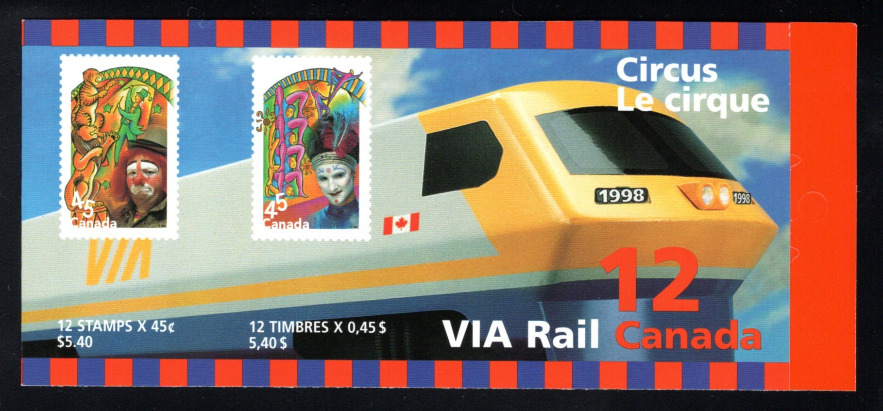 BK210, Scott , pane 1760a in cover, $4.50 booklet of 10x45c, Canada ...