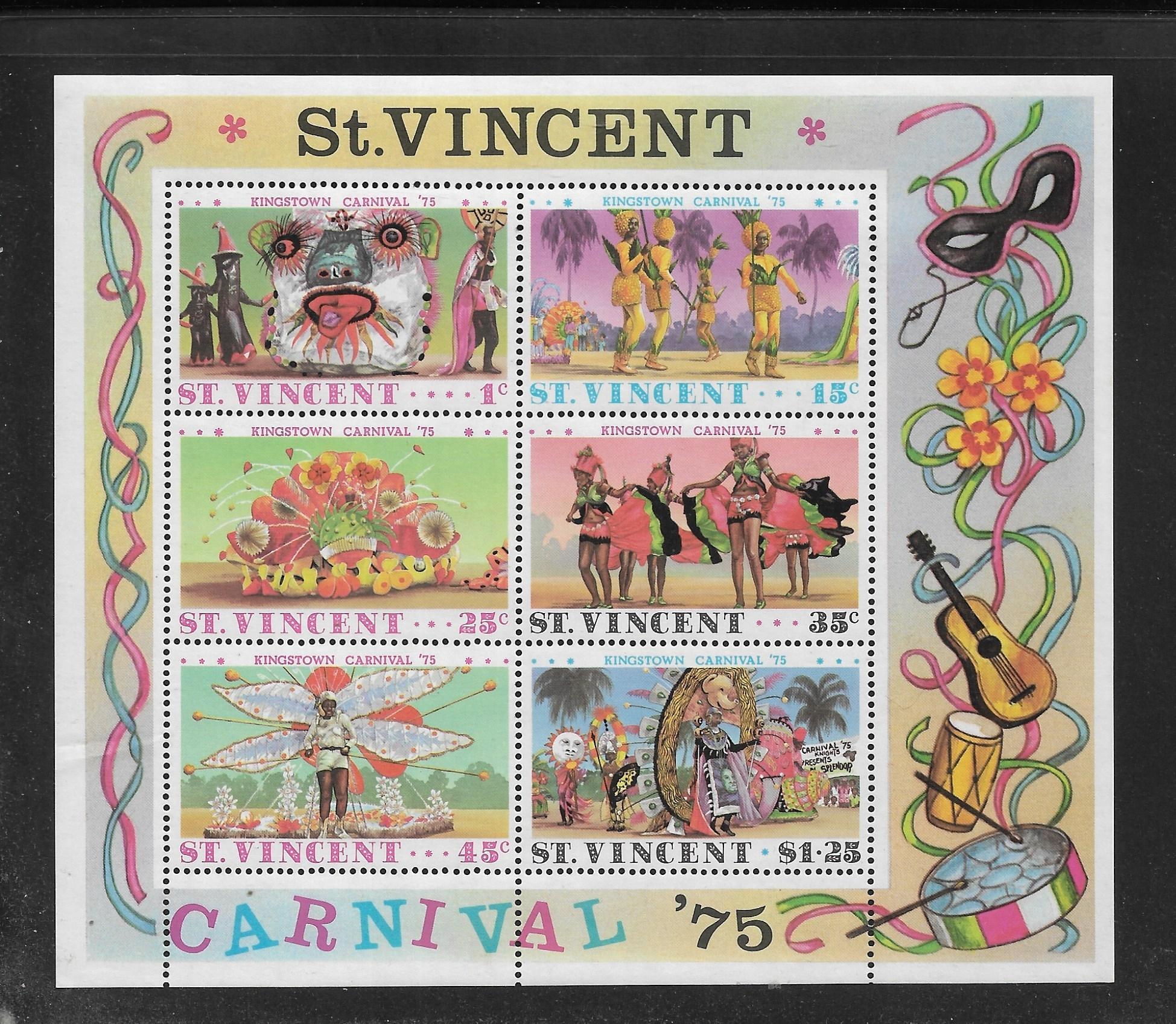 Saint Vincent Stamps: 1975 Kingston Carnival #406a; Souvenir Sheet/6 ...