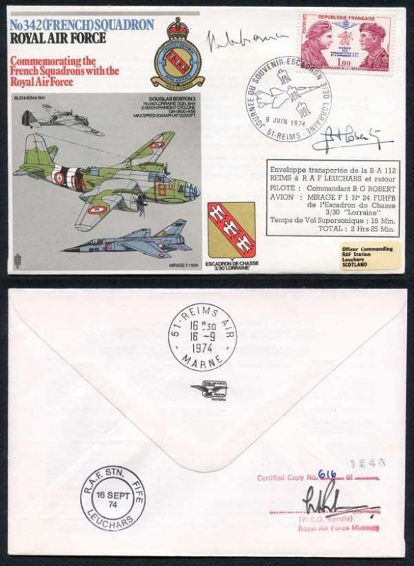 RAFSP4c No.342 (French) Squadron Raf Signed by Pilot Monsieur Pierre ...