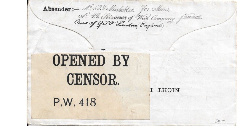 WW1: German POW in London, England to Germany 1917, Censored (C4706 ...