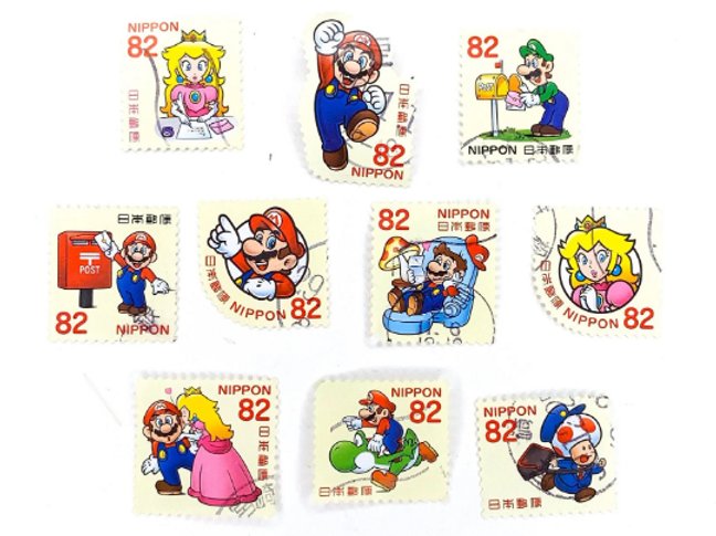 10 x Mario Kart Japanese used postage stamps - off paper - Japan ...