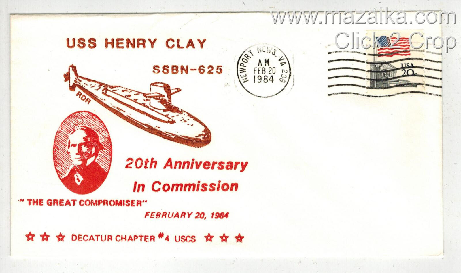 US Navy Submarine USS Henry Clay Ssbn 625 20th Anniv. in Commission ...