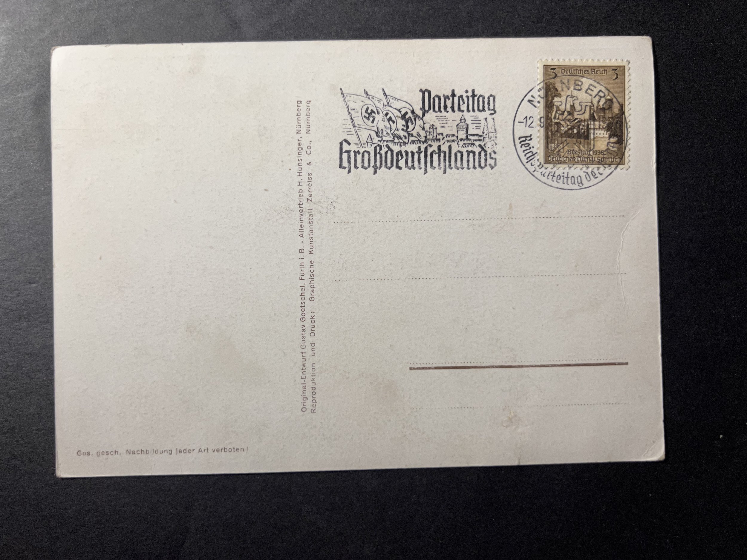 1936 Nazi Germany Postcard Cover Nuremburg No Address Hitler Swatstika ...