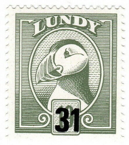 (I.B) Cinderella Collection : Lundy Puffin 31p on 19p (provisional ...