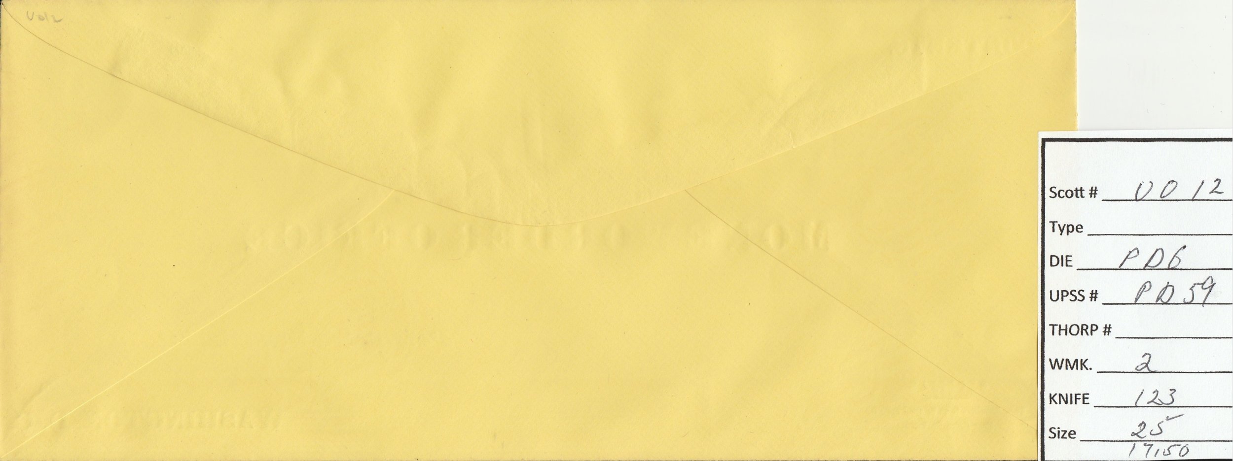 Scott# UO12 Die PD6 UPSS# PD59 # 2 Watermark 1 US envelope . | United ...