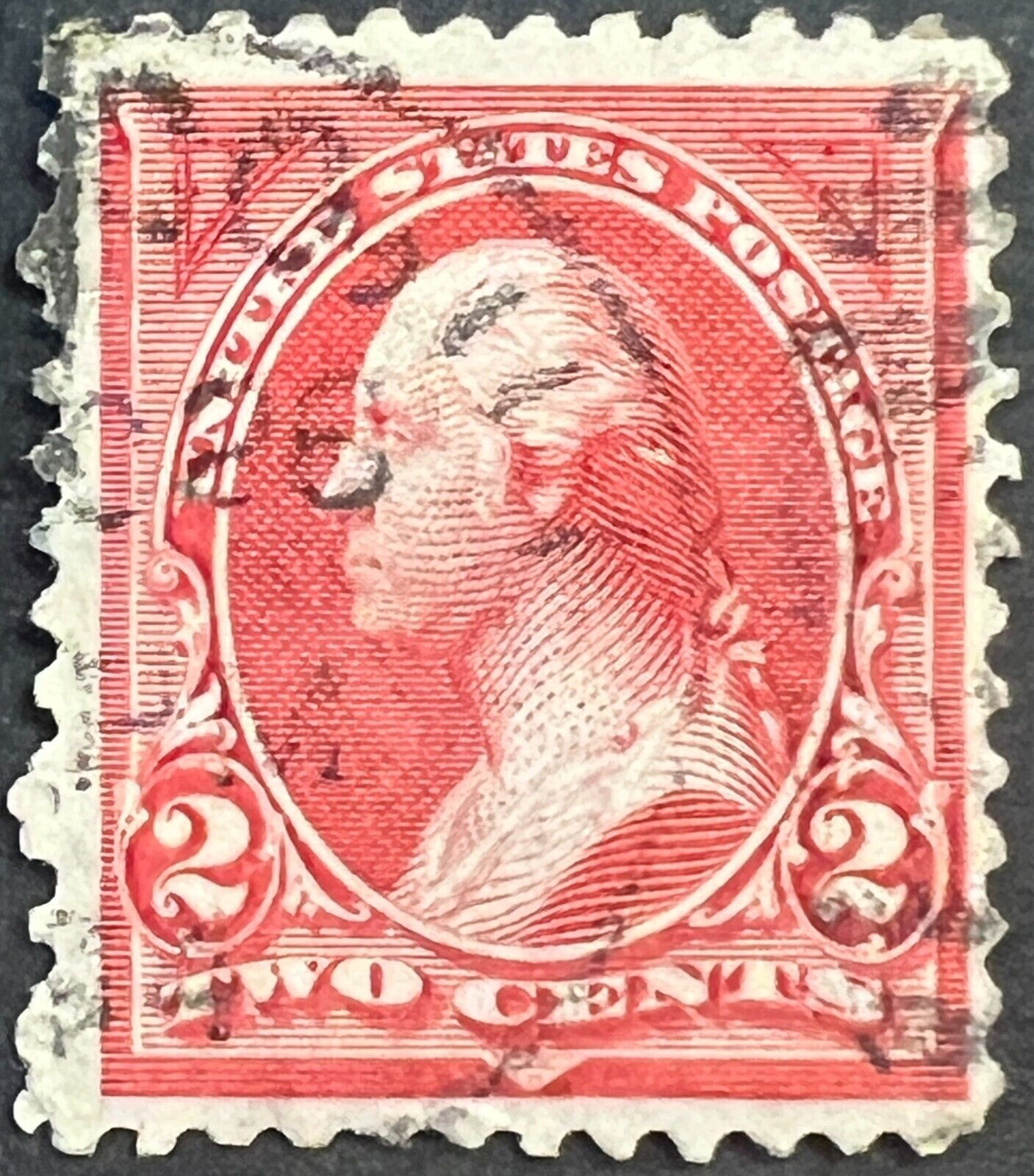 Scott#: 250 - George Washington, Type I 2¢ BEP 1894 unwmk used single ...