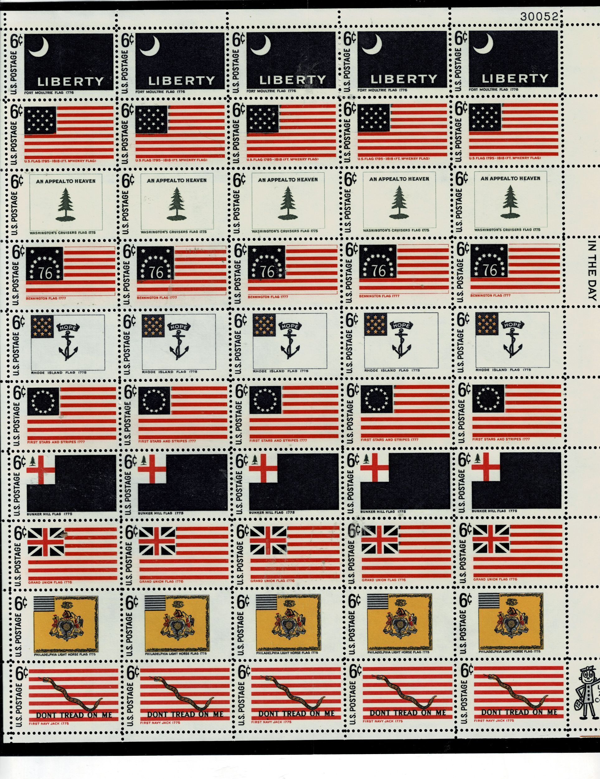 Historic Colonial Flags 6c US Postage Sheet #1345-54 VF MNH | United ...