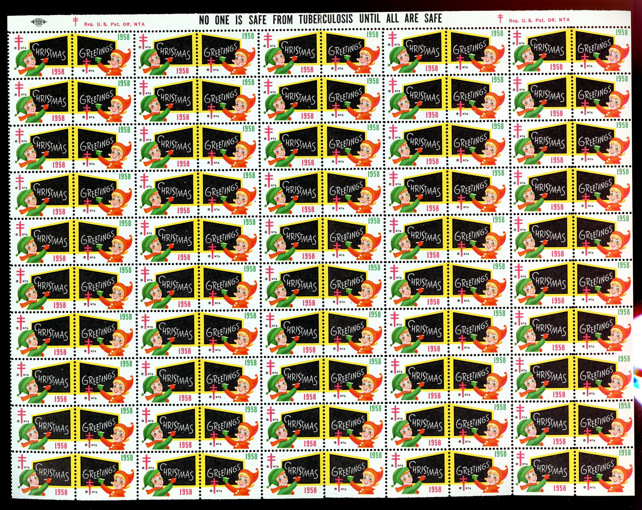 TUBERCULOSIS 1958 (FULL SHEET 100 STICKERS) OG-MINT OUR INVENTORY ...
