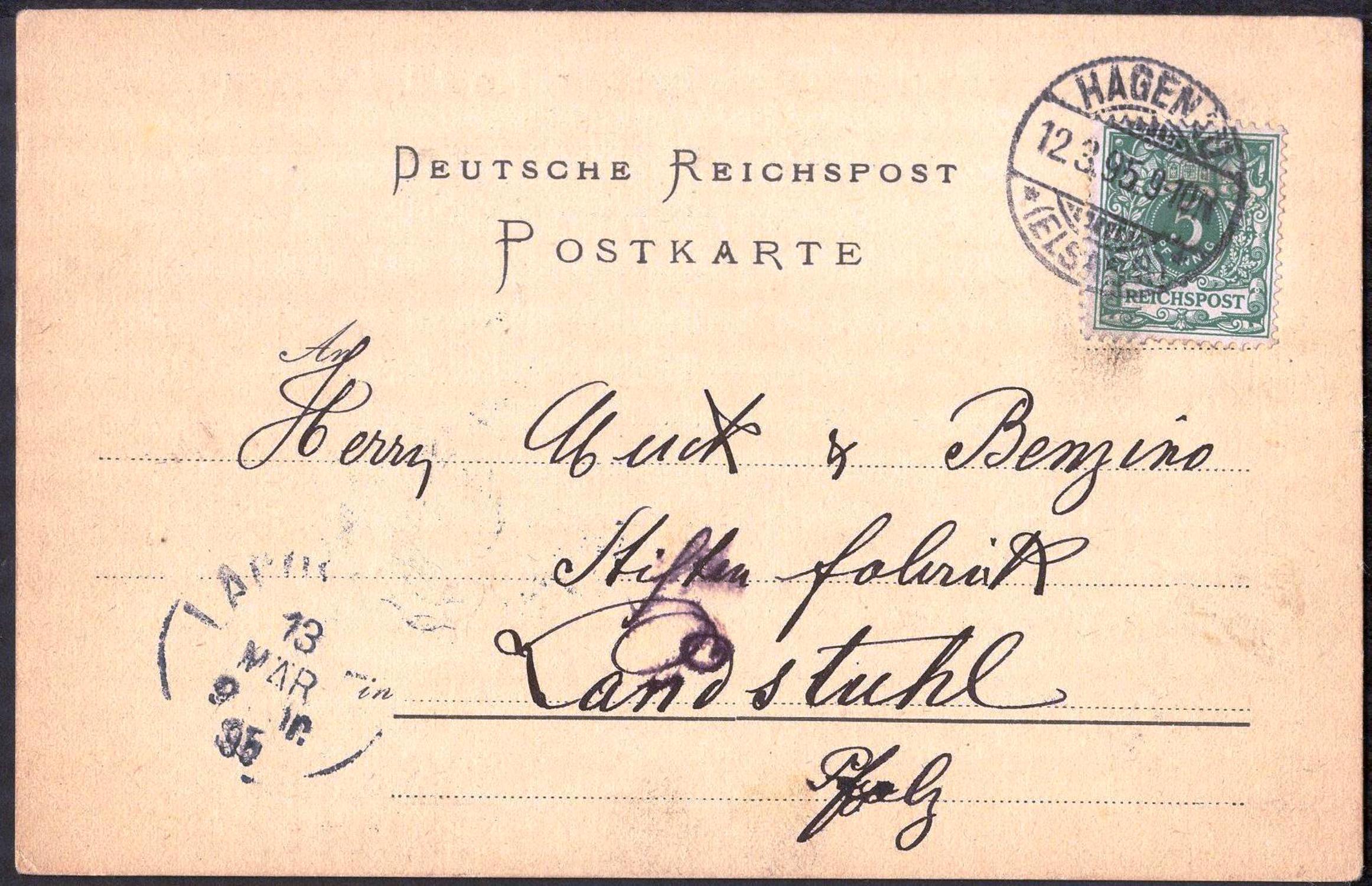 Germany 1895 Postcard Canceled from Hagen 2 scans. | Europe - Germany ...
