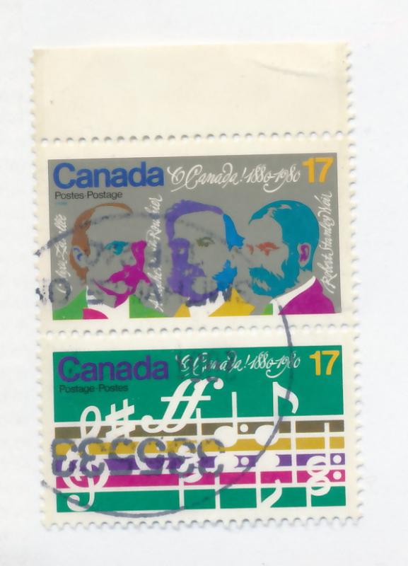 Canada 1980 Scott 857 & 858 strip of 2 used - "O Canada" | Canada ...