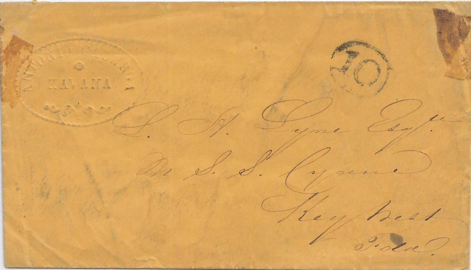 Havana, Cuba to USS Cyane (Sloop), Key West, FL 185x (N7142 ...