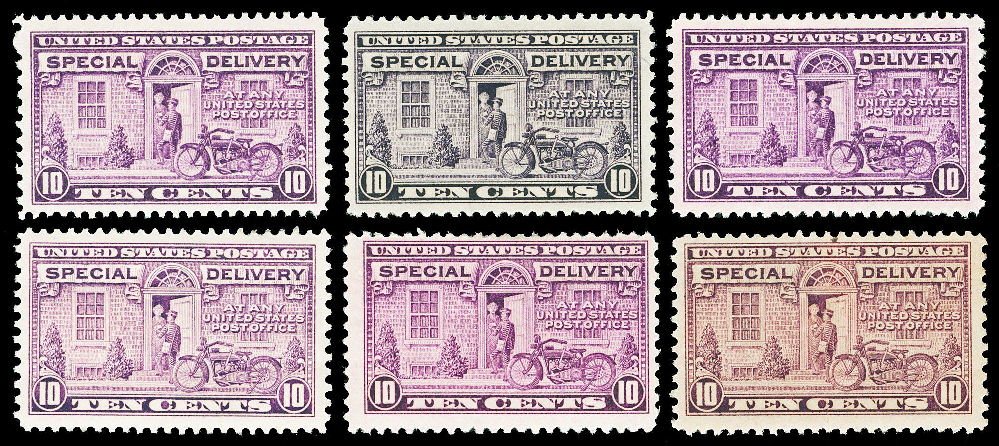 Scott E15 10c Special Delivery SIX DIFFERENT SHADES All Mint OG ...