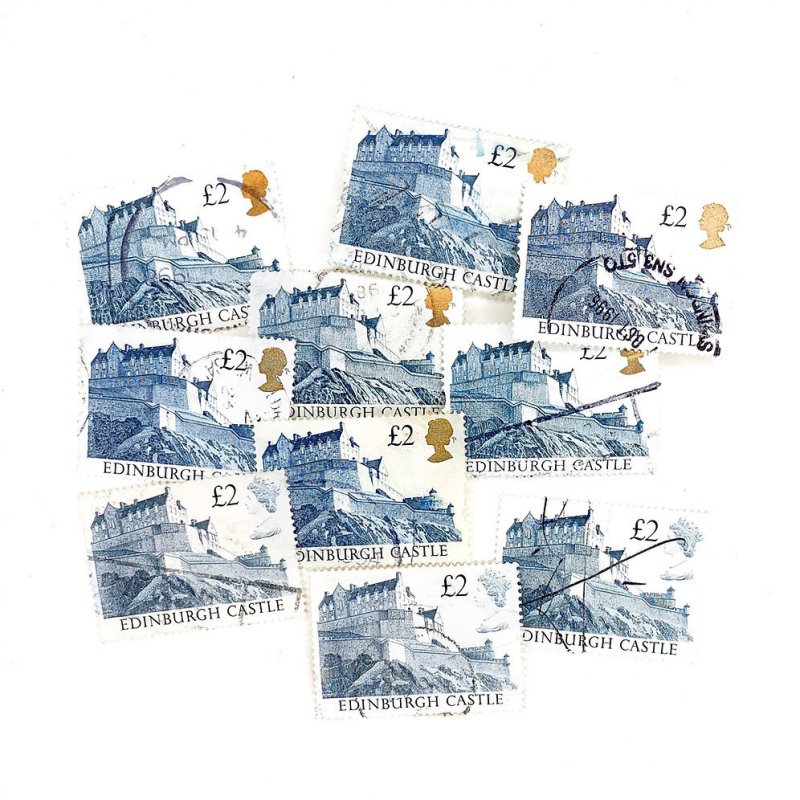 10 x Edinburgh Castle, used, British postage stamps all off paper ...