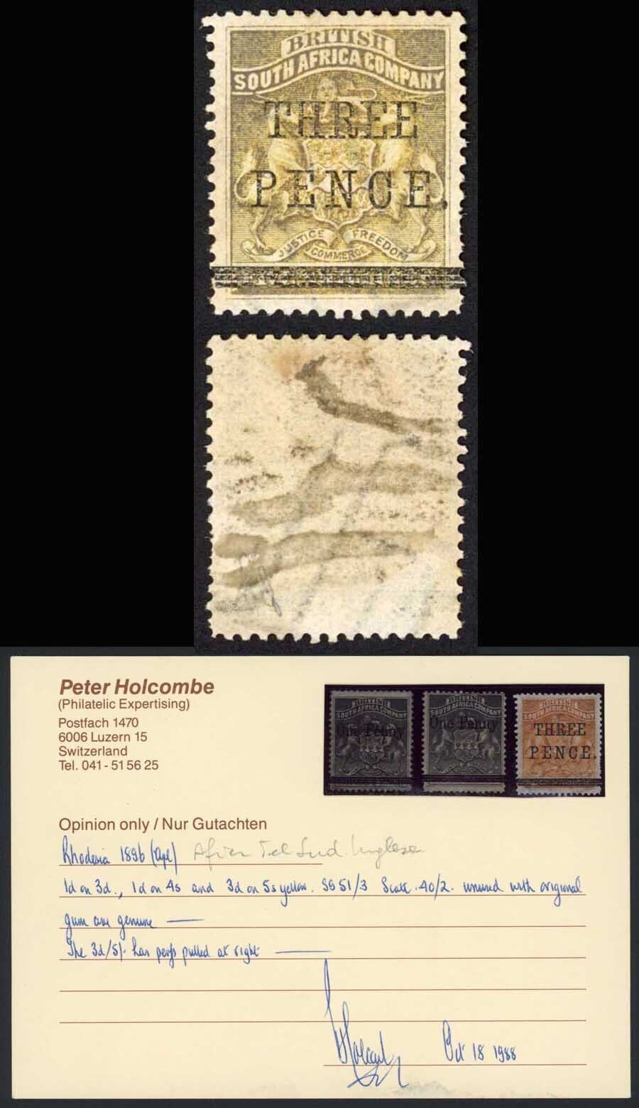 Rhodesia SG53 3d on 5/- M/M (short perfs) With Cert Cat 225 | Africa ...