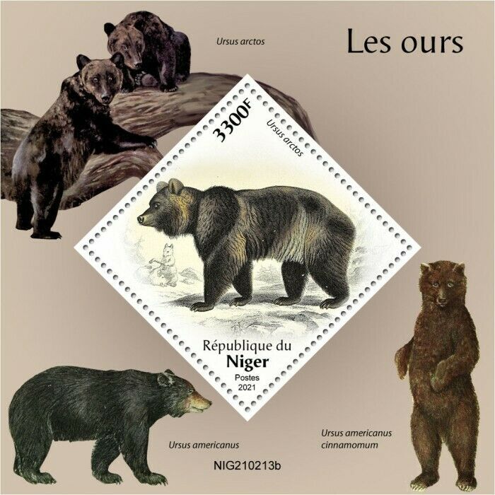 Niger 2021 MNH Wild Animals Stamps Bears Bear Brown Bear 1v S/S ...