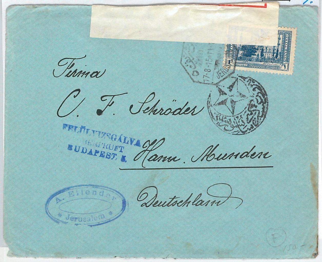 64389 - TURKEY Ottoman Empire POSTAL HISTORY: COVER from JERUSALEM ...
