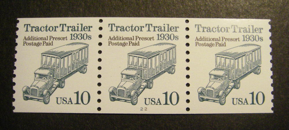 Scott 2458, 10c Tractor Trailer, PNC3 #22, MNH Transportation Coil ...