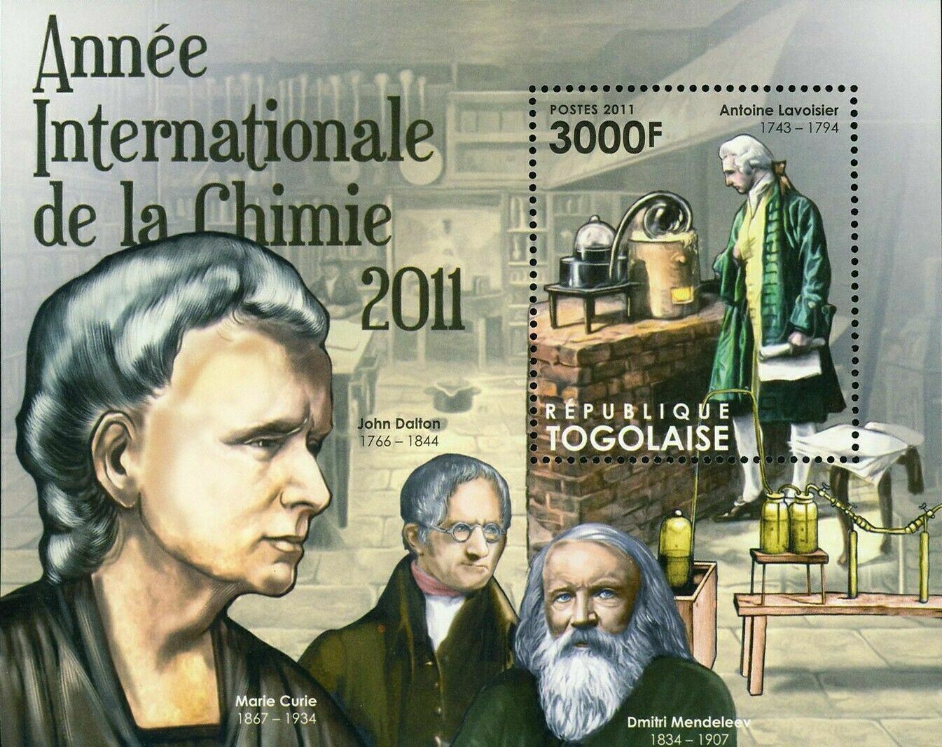 Chemistry Stamp Marie Curie John Dalton Antoine Lavoisier S/S MNH #4296 ...